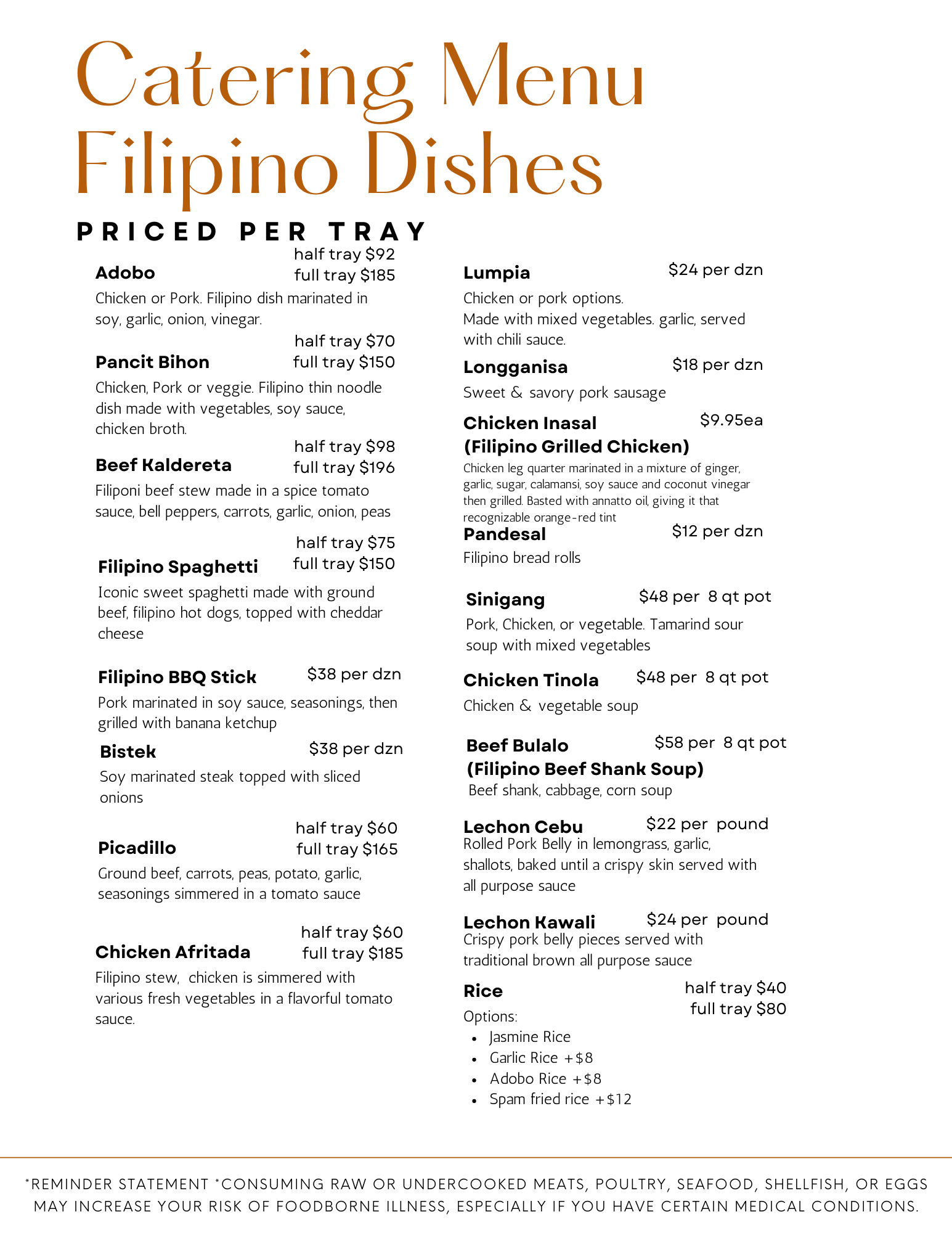 Catering Info and FAQs | The cooking goddess